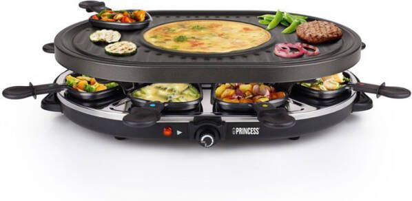Princess 162700 Raclette 8 Oval Grill Party Keukenapparaten Zwart ...